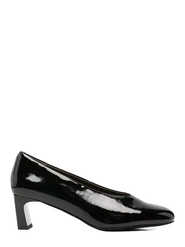LINDA BAUMANN Patent-finish Square-toe Pumps - Black
