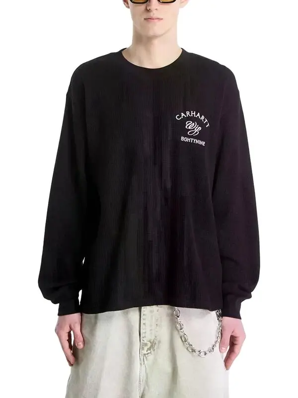 Carhartt Work In Progress Waffle-knit Logo-print T-shirt - Black