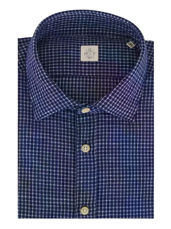 GMF965 Check-pattern Long-sleeve Shirt - Blue