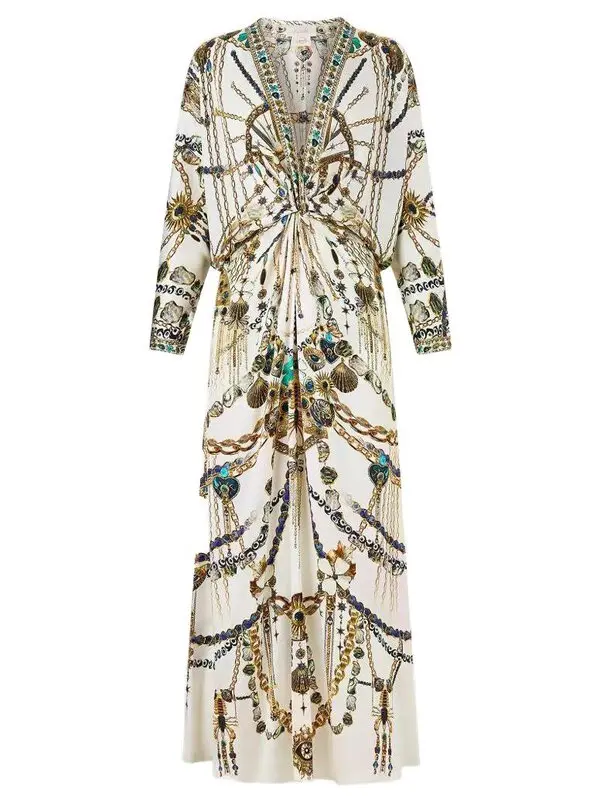 Camilla Twist-front Batwing Maxi Dress - Neutrals