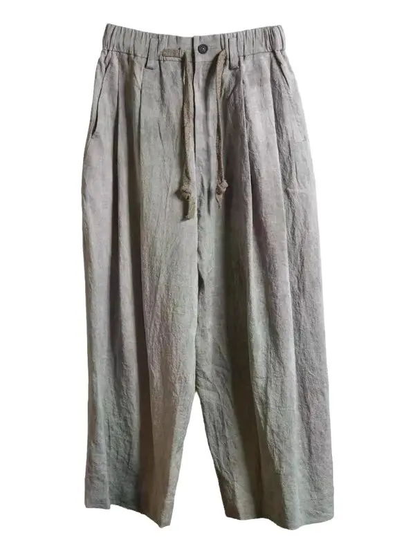 ZIGGY CHEN Pleated Drawstring Trousers - Grey