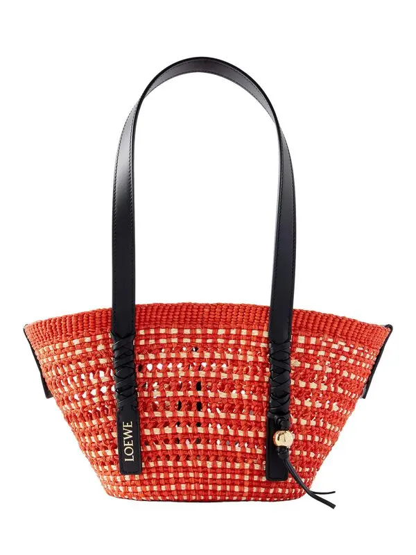 Loewe Braid Basket Raffia Tote - Red