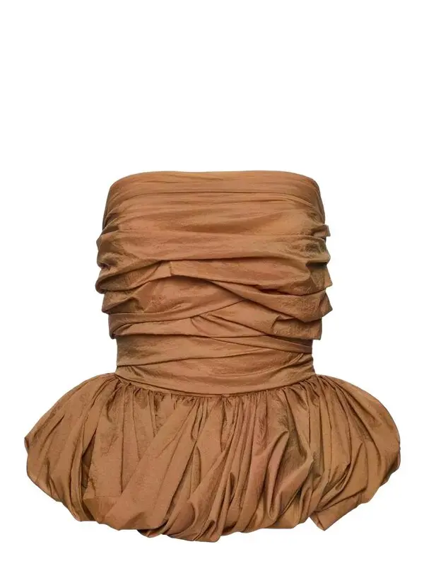 Magda Butrym Ruched Peplum Top - Brown
