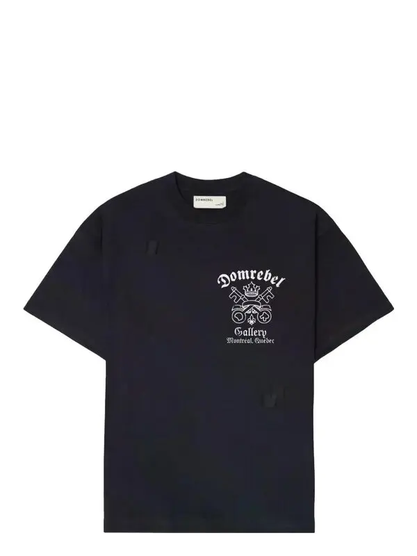 DOMREBEL Keys Graphic-print Distressed-effect T-shirt - Blue