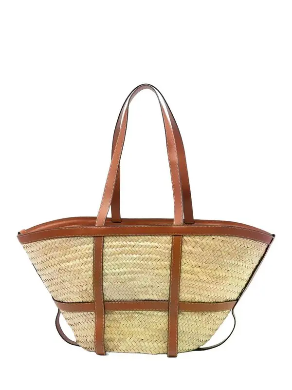 Celine 2019 Medium Raffia Gridded Classic Panier Tote Bag - Neutrals