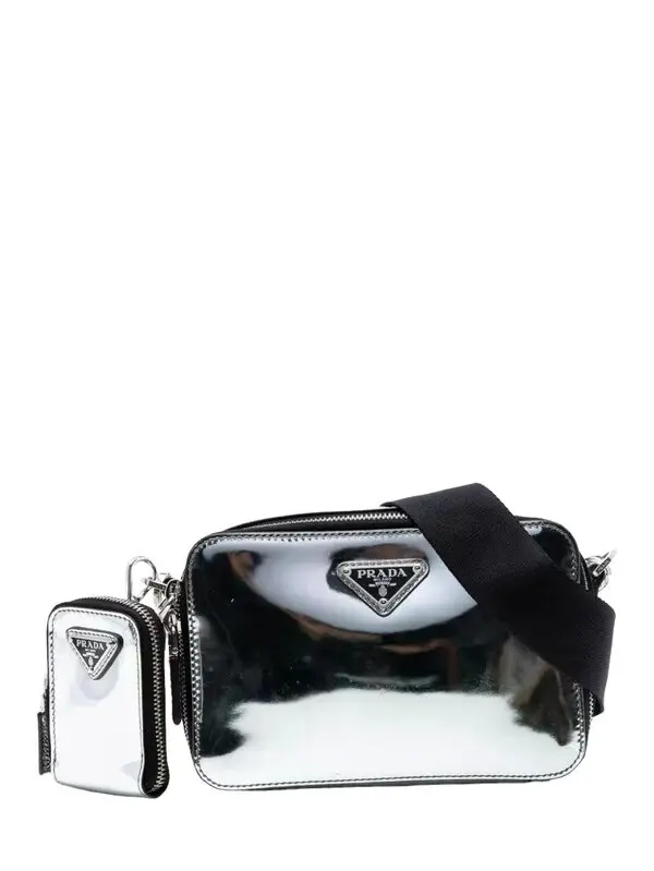 Prada Small Spazzolato Brique Crossbody Bag - Silver