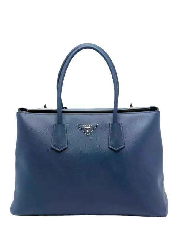 Prada Saffiano Cuir Twin Satchel Turnlock - Blue