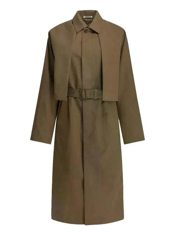 Auralee Belted Layered Coat - Brown