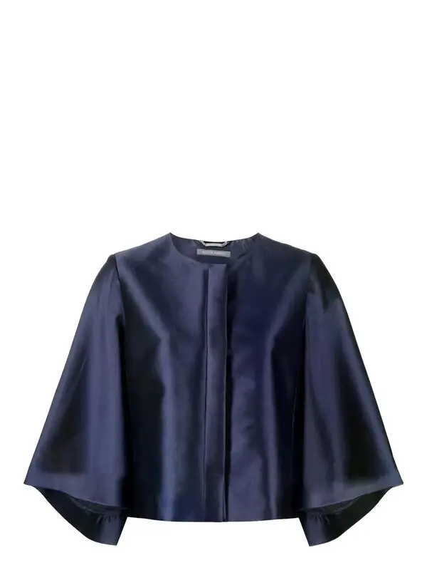 Alberta Ferretti Satin-trim Cropped Cape Jacket - Blue