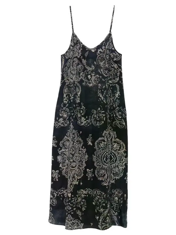 R13 Medallion-print Midi Dress - Black