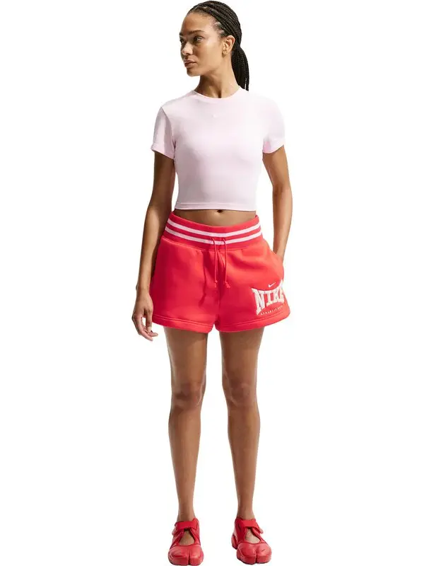Nike Sportswear Phoenix Fleece High-waisted 4" Shorts - Red