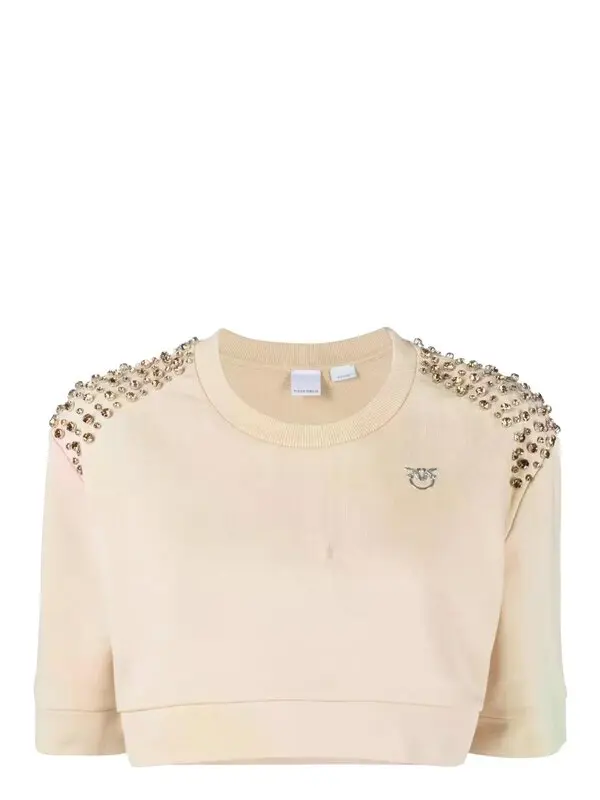 Pinko Embellished Cropped Sweatshirt - Neutrals
