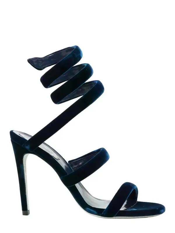 Rene Caovilla Cleo 100mm Velvet-finish Sandals - Blue