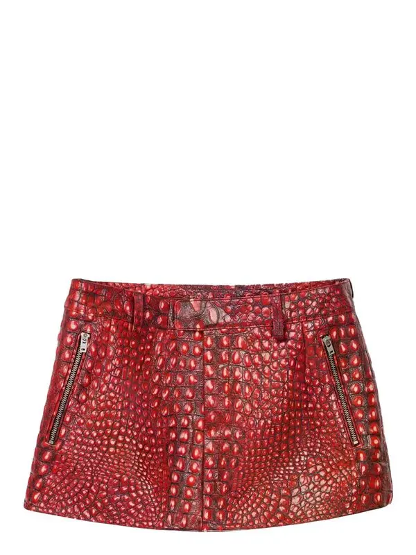 Camper Textured Leather Skirt - Red