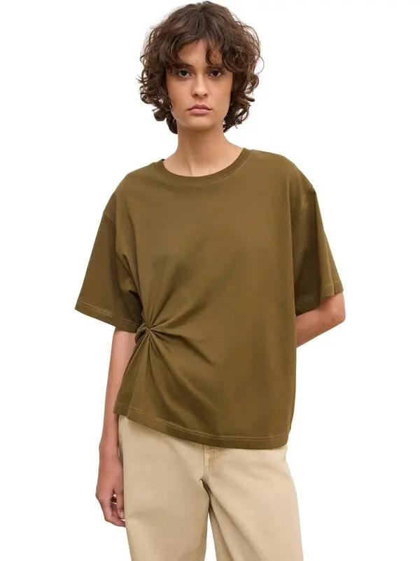 HOUSE OF DAGMAR Knot T-shirt - Dark Olive Green