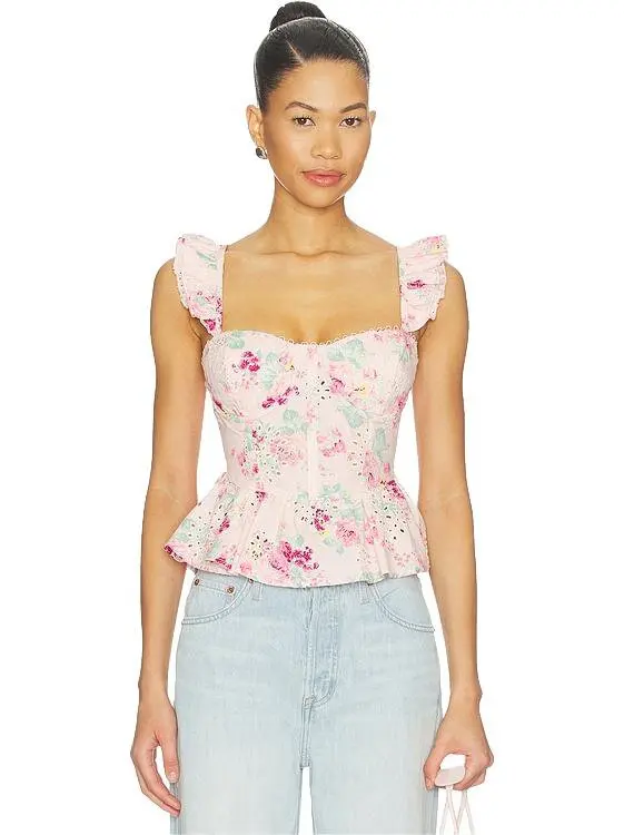 Astr The Label Baylin Top - Pink Floral