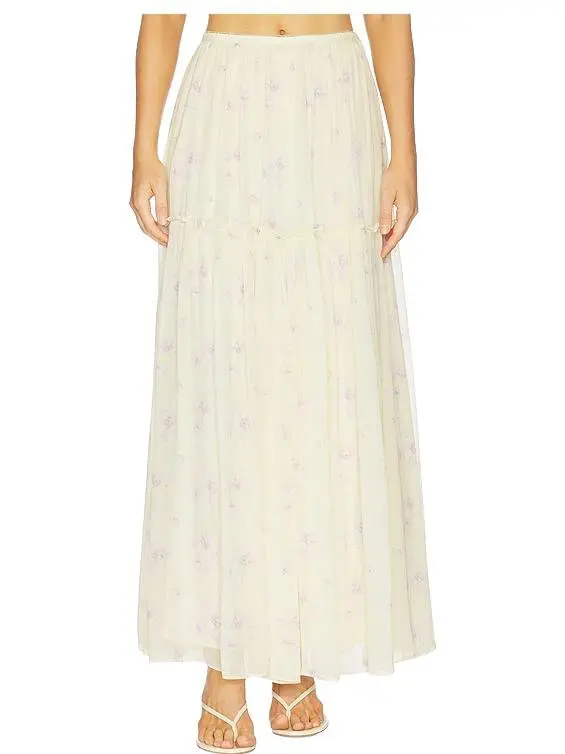 LoveShackFancy Positano Tiered Floral Maxi Skirt - Sweet Jasmine