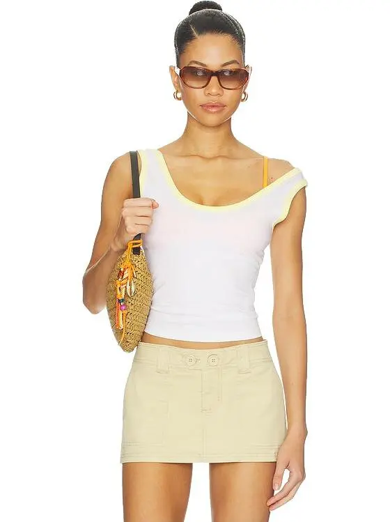 Good American Super Stretch Ringer Tank Top - White001