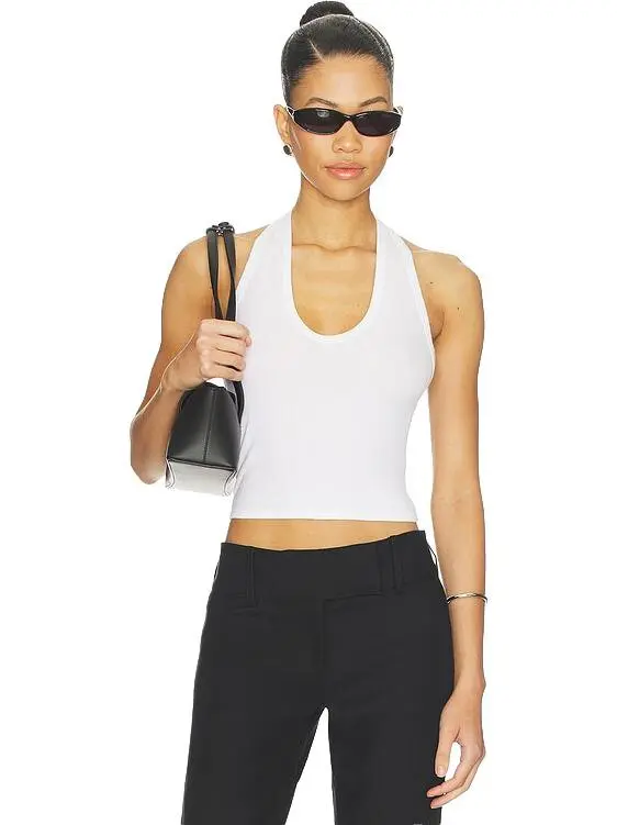 Enza Costa Silk Rib U Halter Top - White
