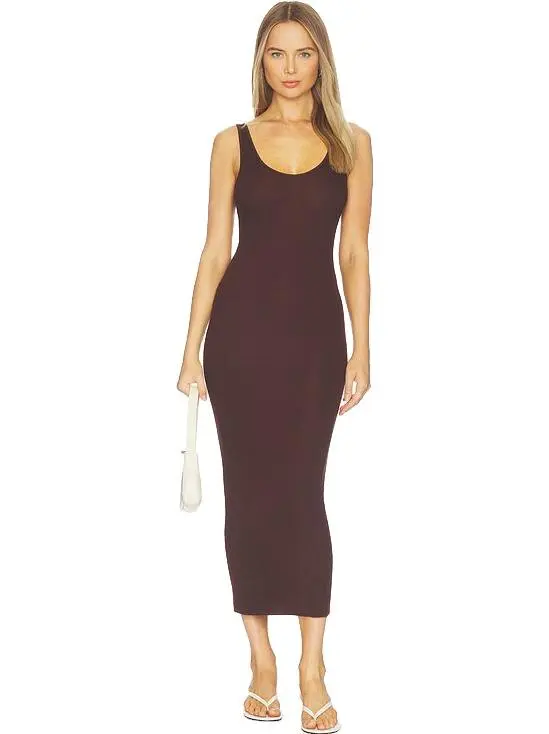 Enza Costa Silk Knit Tank Maxi Dress - Chocolate