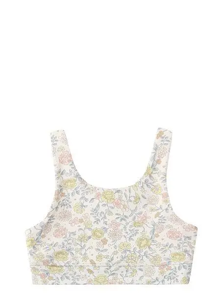 RYLEE + CRU Swift Sports Bra In White - Citron Bloom