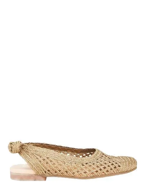 Seychelles Birdie Flat Woven Square Toe Slip-on - Gold Metallic Weave