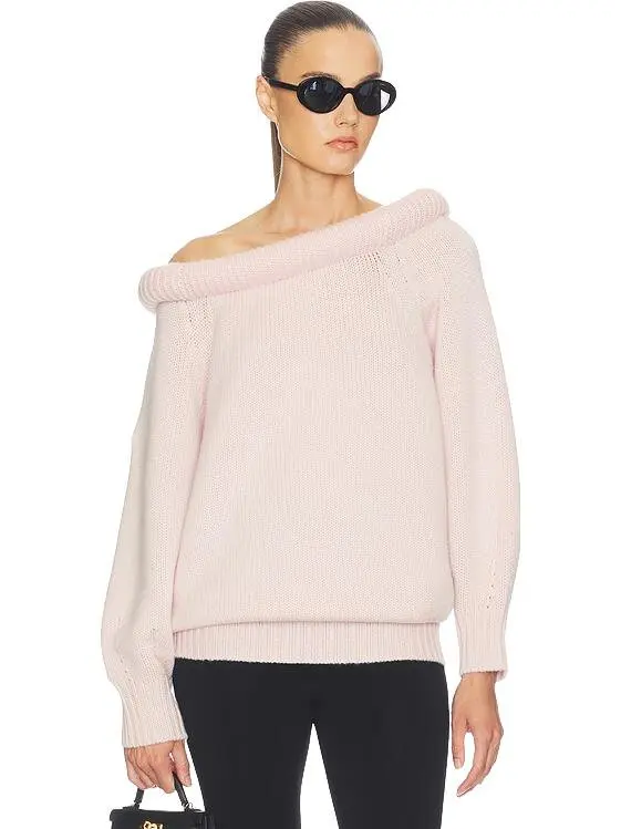 HELSA Cressidia Off Shoulder Sweater - Light Pink