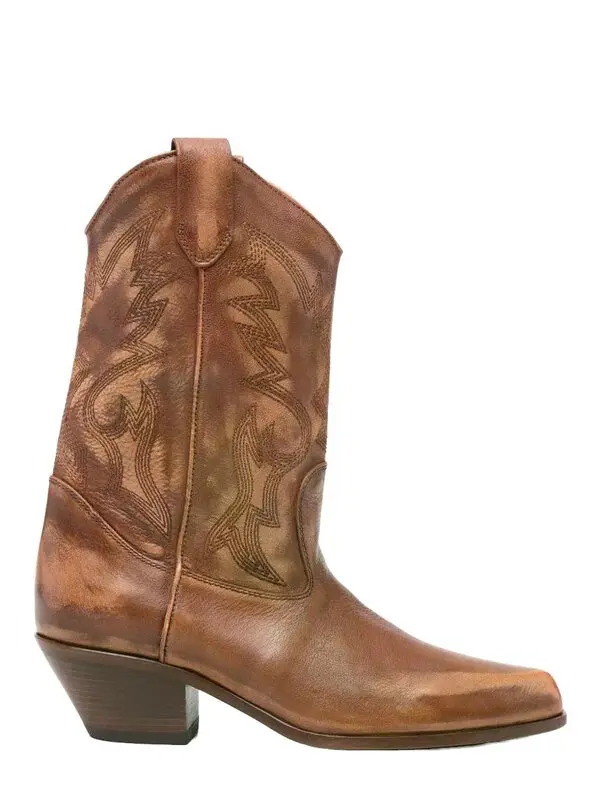 VIC MATIE Leather Cowboy Boots - Brown