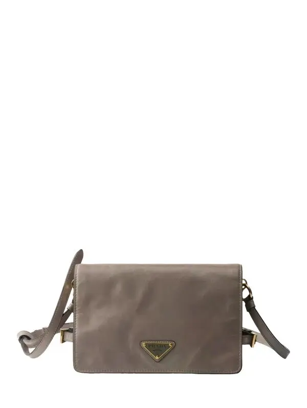 Prada Mini Leather Shoulder Bag - Grey