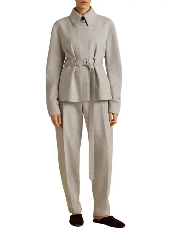 Marina Moscone Belted Cocoon Bomber Jacket - Grey