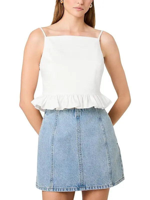 French Connection Lilah Stretch Cotton Top - Summer White