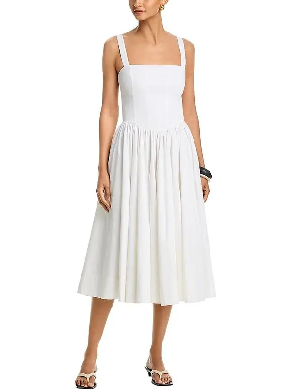 French Connection Sateen Flare Midi Dress - Summer White
