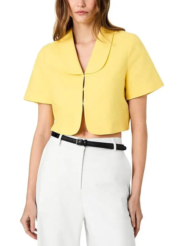 French Connection Theo Oversized Collar Short Sleeve Top - Daisy Yellow