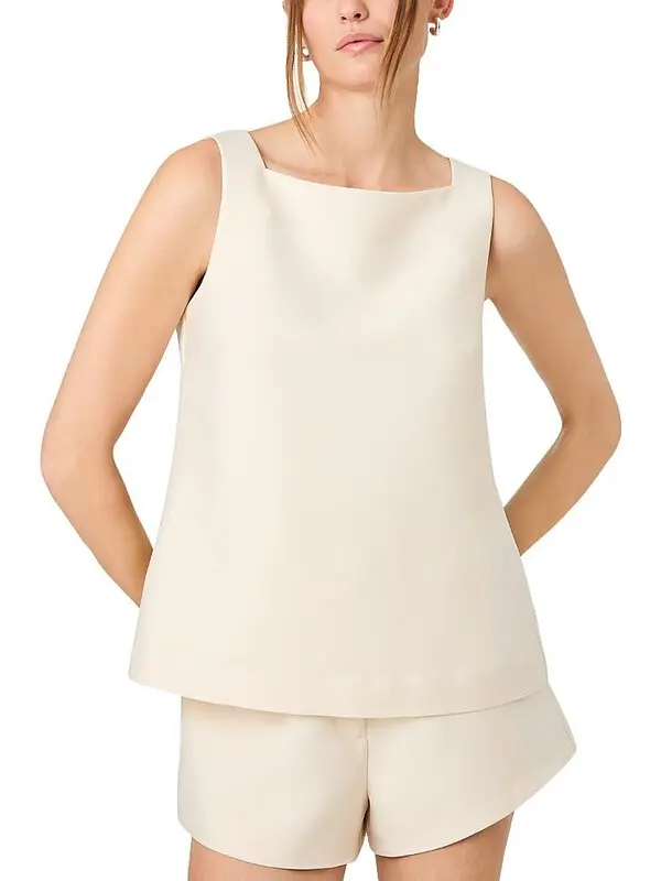 French Connection Struct Taff Sleeveless Aline Top - Porcelain Cream