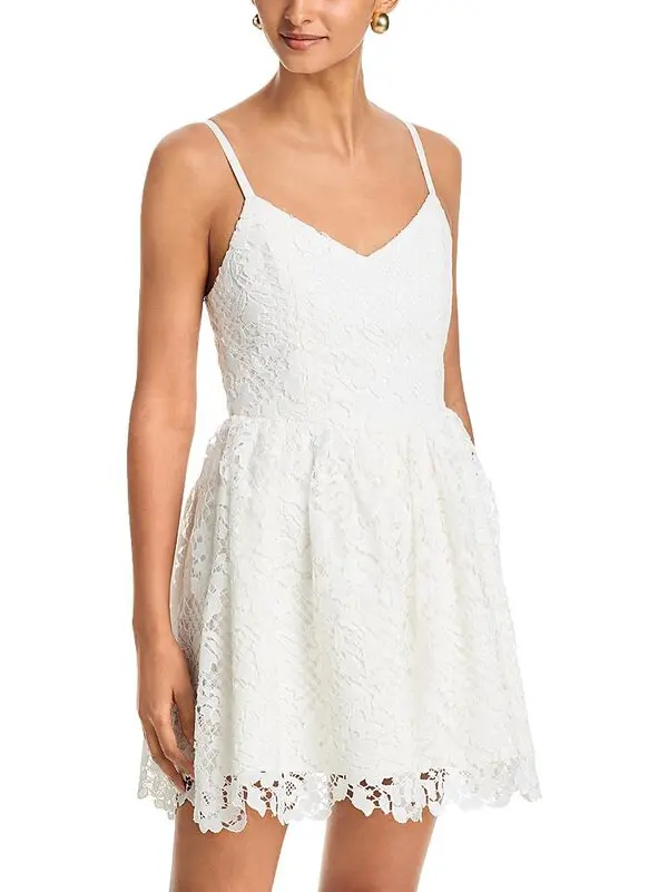 French Connection Structured Lace Ballerina Mini Dress - Summer White