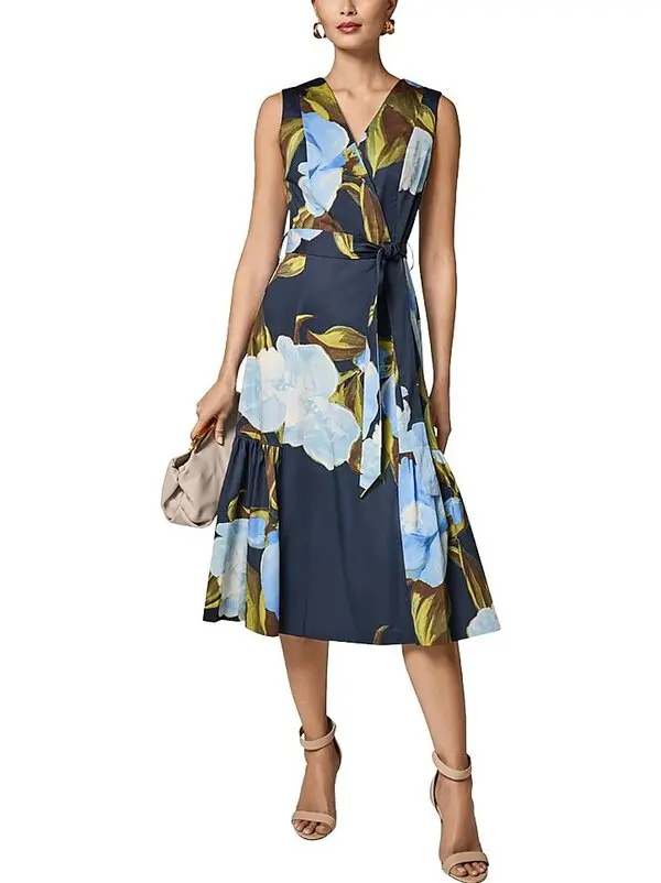 Donna Karan New York A-line Midi Dress With Floral Print - Nightfall