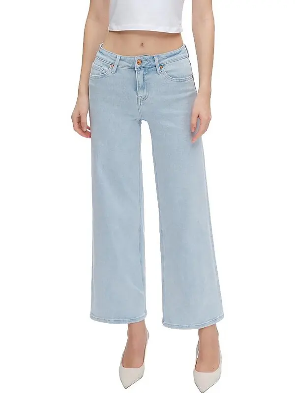 BAYEAS Mid-rise Wide-leg Jeans In Light Wash - Wathet