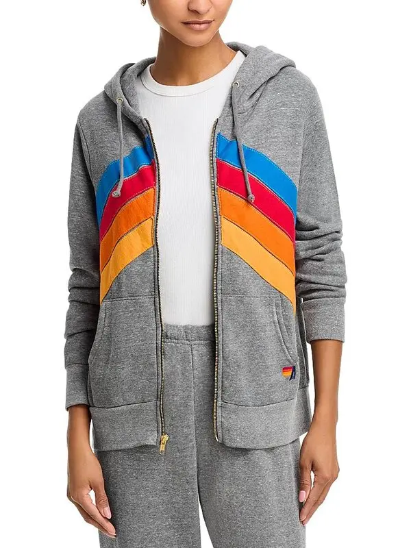Aviator Nation Mountain Stitch Chevron Hoodie - Heather Grey