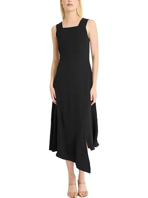 LUXELY Square Neck Asymmetrical Maxi Dress - Meteorite