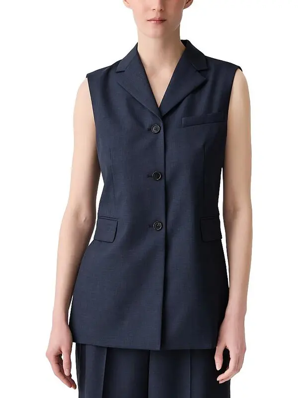 Theory Sleeveless Button-down Vest - Nocturnal Navy