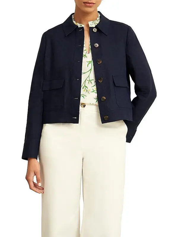 HOBBS LONDON Clarence Linen Jacket - Navy