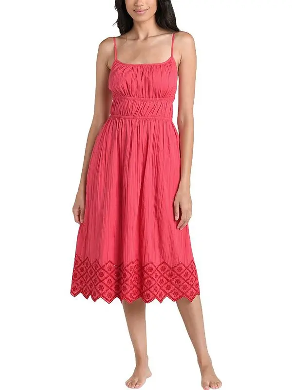 La Blanca Crinkle Collective Midi Dress Cover Up - Guava