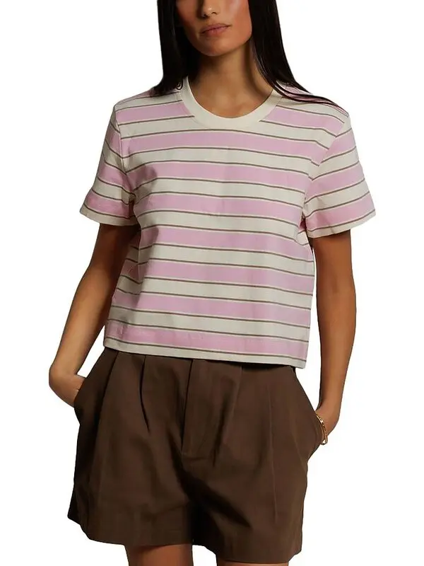 PERFECTWHITETEE Gia Short Sleeve Rugby Crew Tee - Sugar Pink