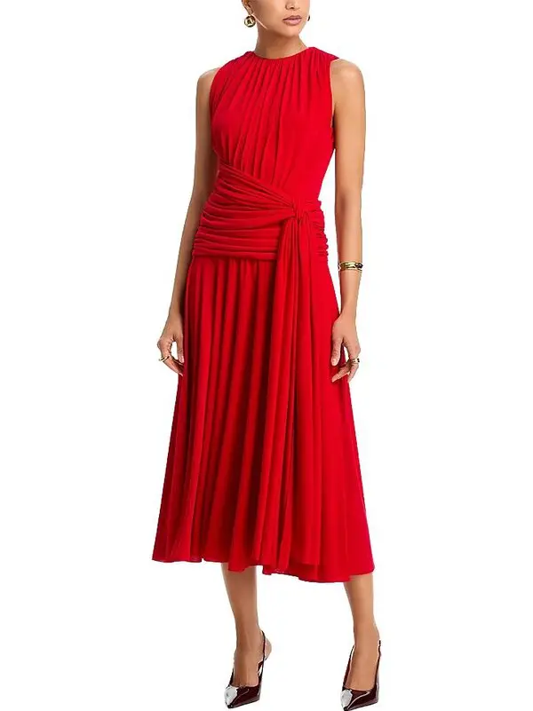 Brandon Maxwell Isadora Draped Dress - Red
