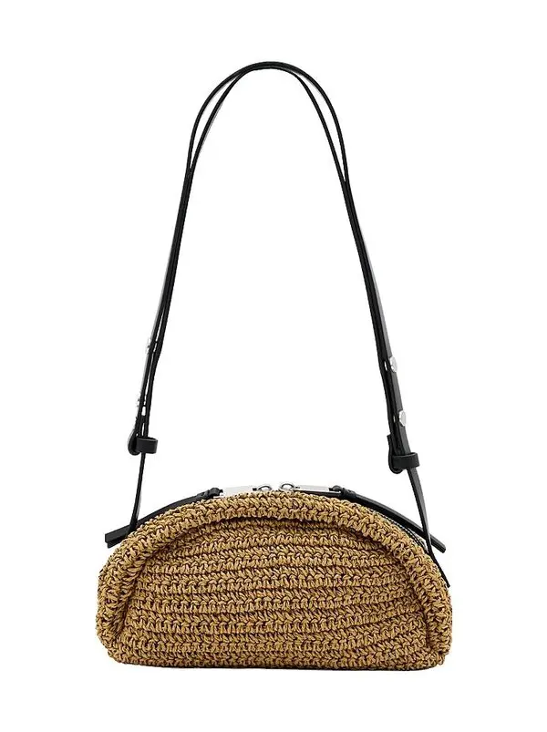 ALLSAINTS Rosalie Small Raffia Crossbody Bag - Biscuit Brown