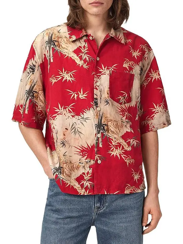 ALLSAINTS Kingdom Oversized Fit Wildlife Graphic Shirt - Red