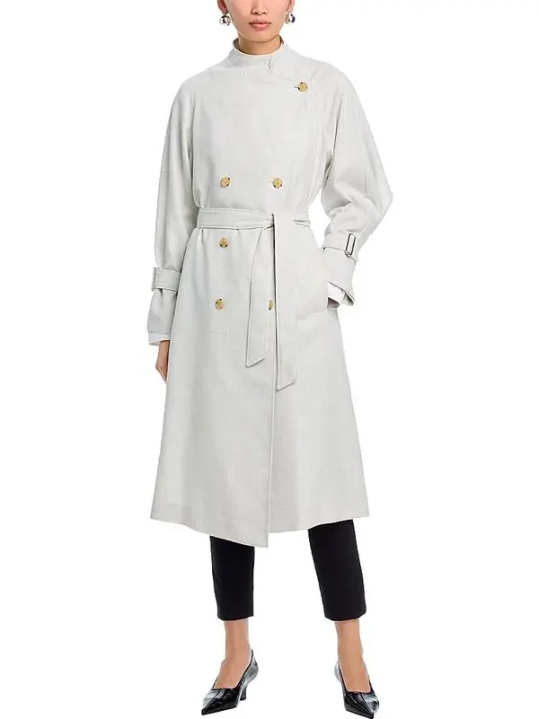 BOSS Catula Belted Coat - Silver
