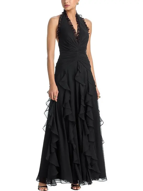 Aqua Halter Dress - Black