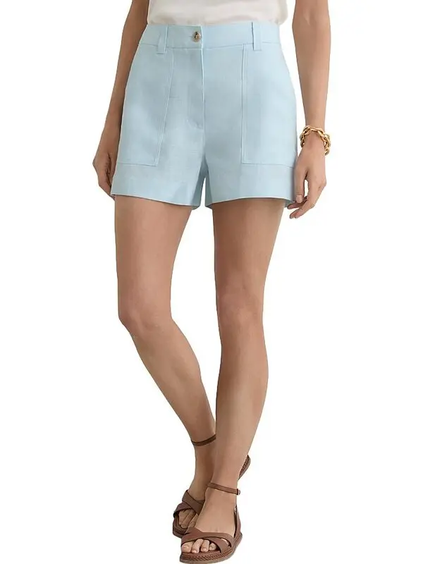 REISS Ashby Linen Shorts - Light Blue