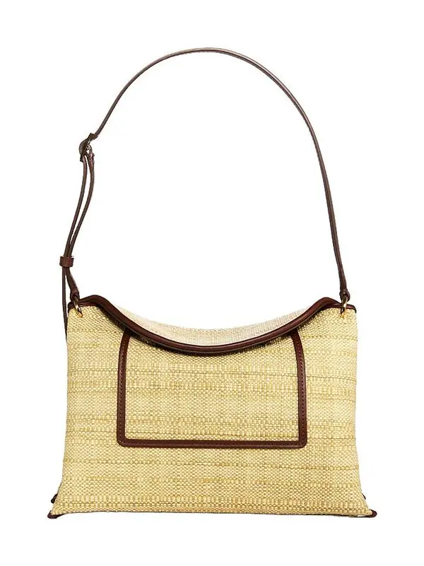 WANDLER Penelope Mini Raffia Slouch Crossbody Bag - Beige